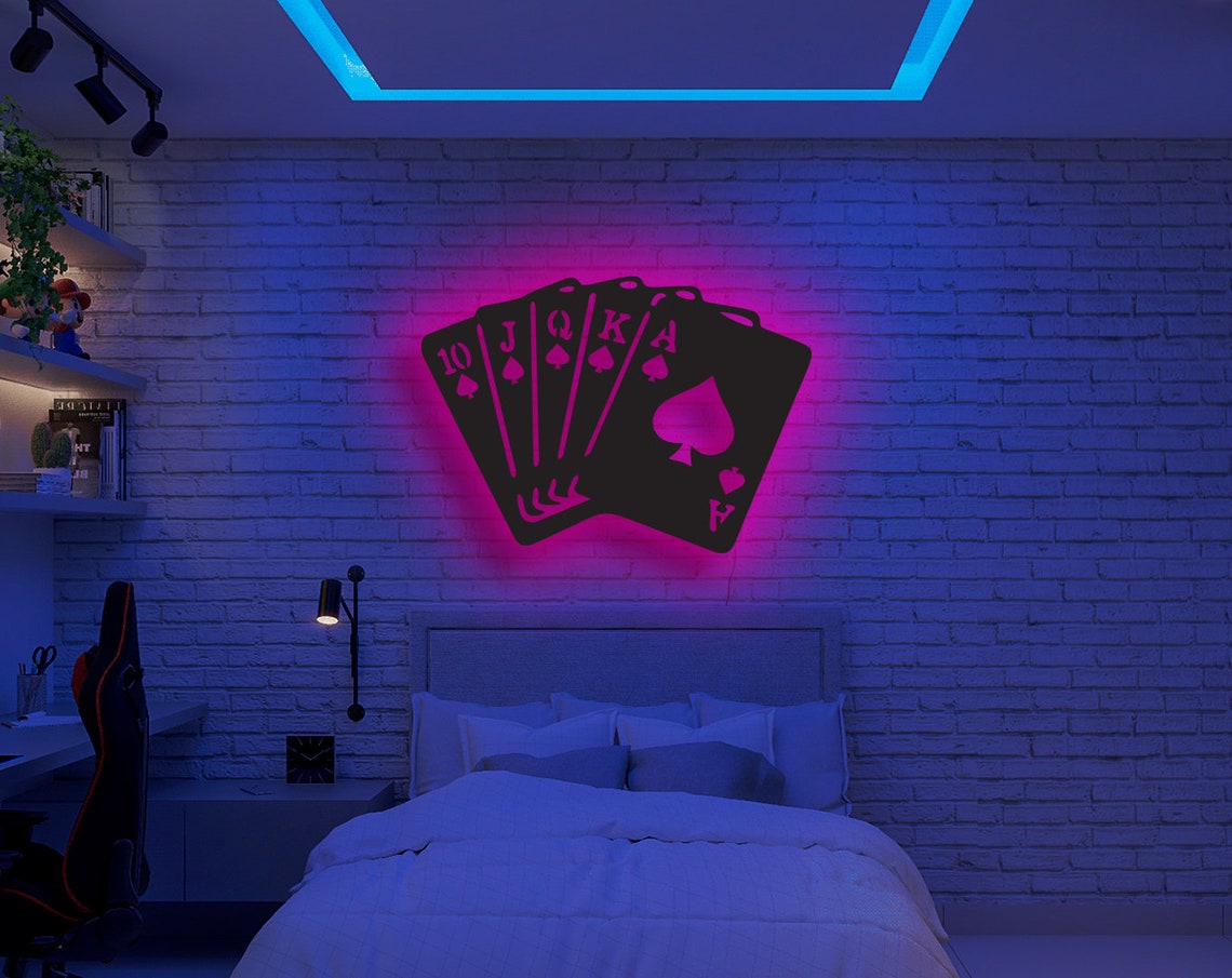 Poker Wall Art, Poker Neon Sign, Poker Room Decor, Casino Sign Led ...