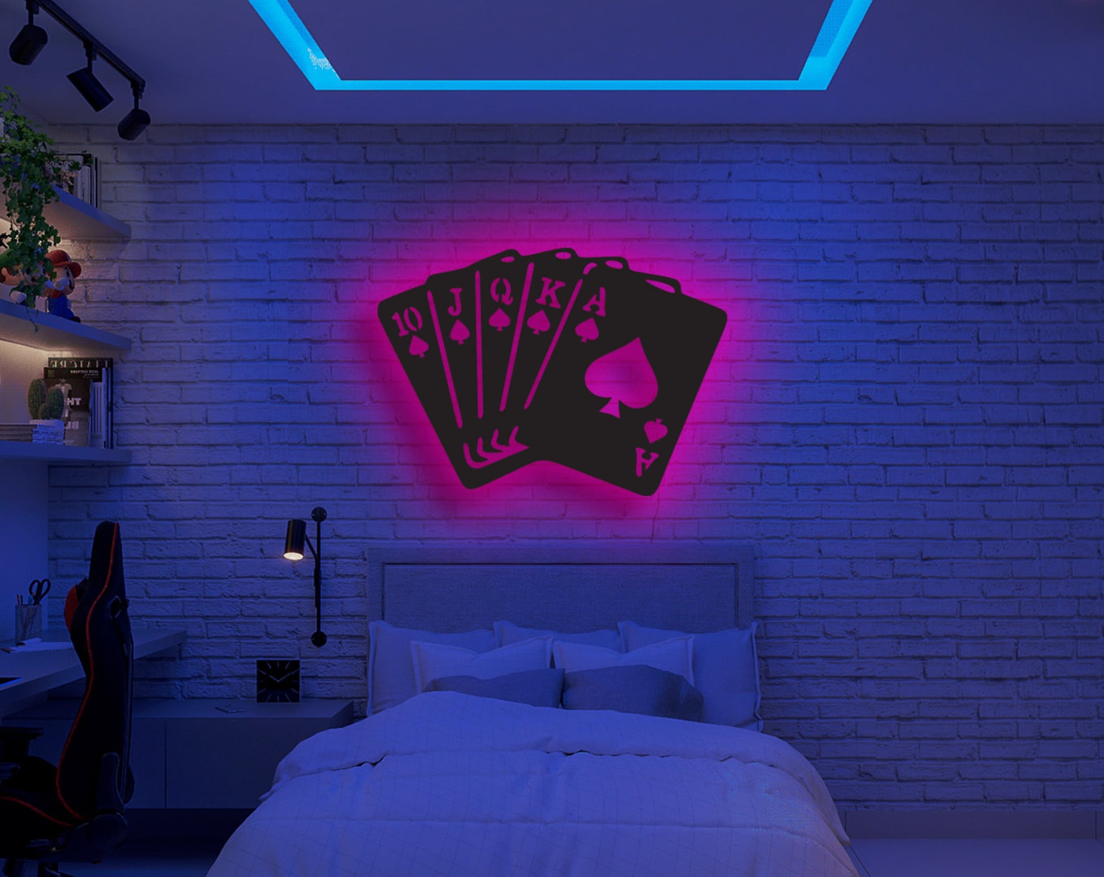Poker Wall Art, Poker Neon Sign, Poker Room Decor, Casino Sign Led ...