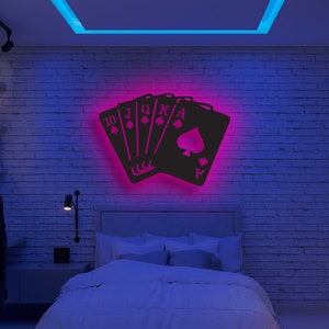 Poker Wall Art, Poker Neon Sign, Poker Room Decor, Casino Sign Led ...