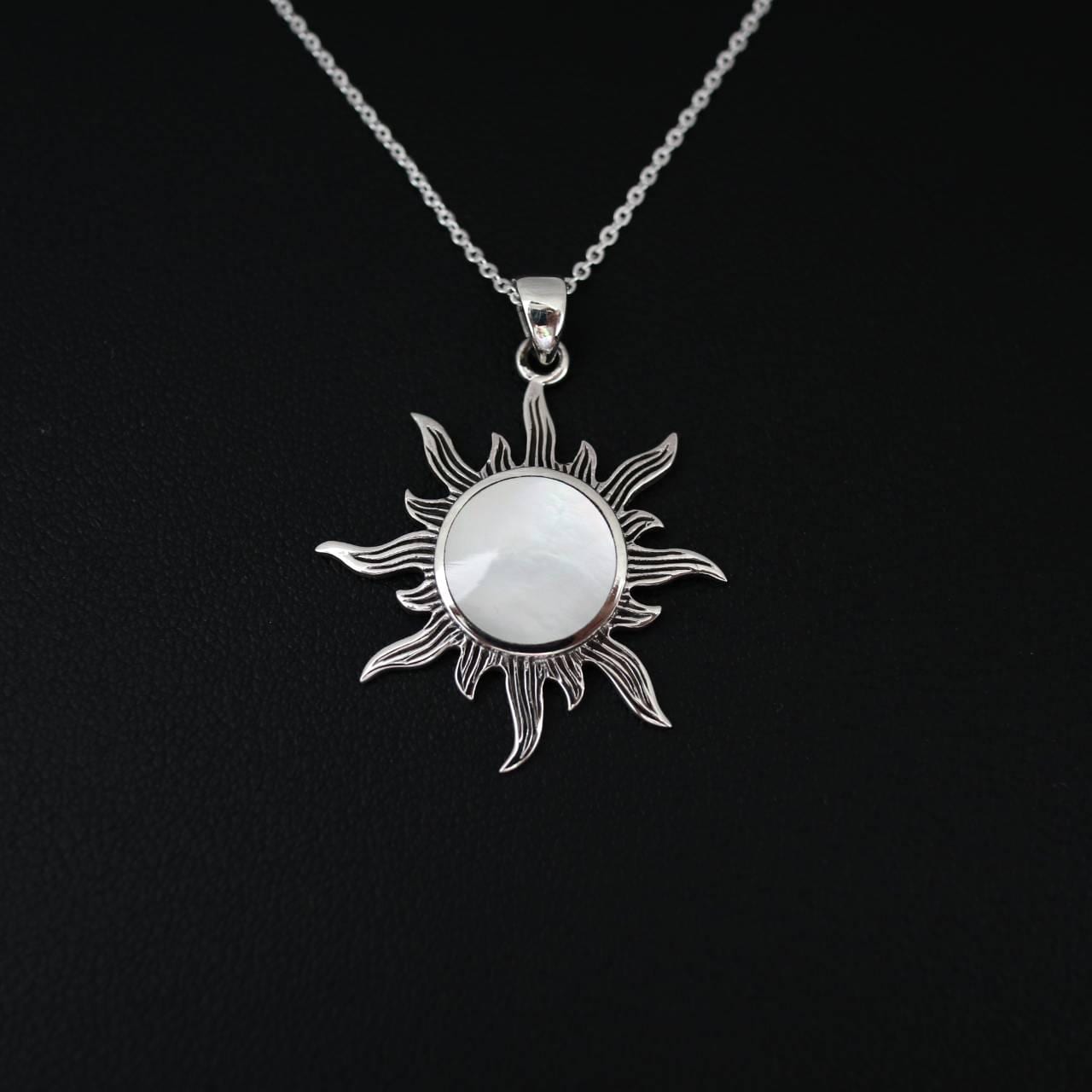 925 Sterling Silver Sun Necklace – Shimmering Sunshine Pendant With ...