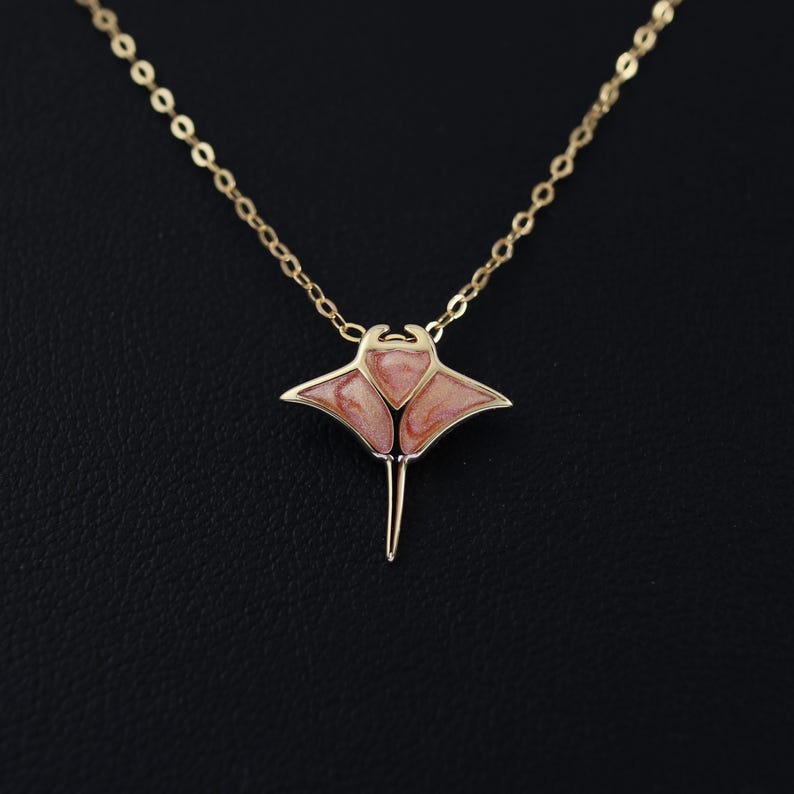 Gold Plated Sterling Silver Manta Ray Necklace, Ocean Animal Pendant ...