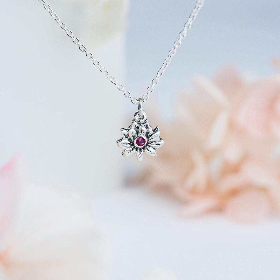 925 Sterling Silver,birth Month Flower Necklace, Flower Necklace, Lotus ...