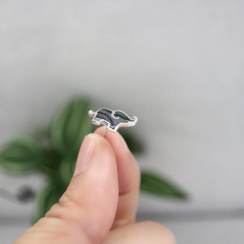 925 Sterling Silver Elephant Stud Earrings | Abalone Shell Animal ...