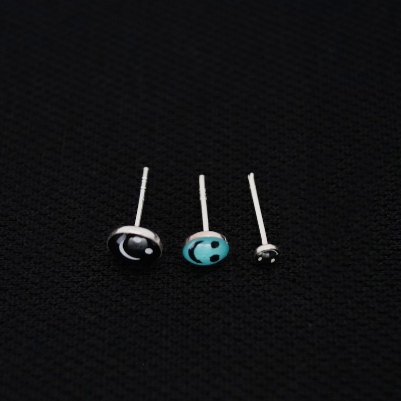 925 Sterling Silver Smile Stud Earrings, Smiley Face Earrings, Happy ...