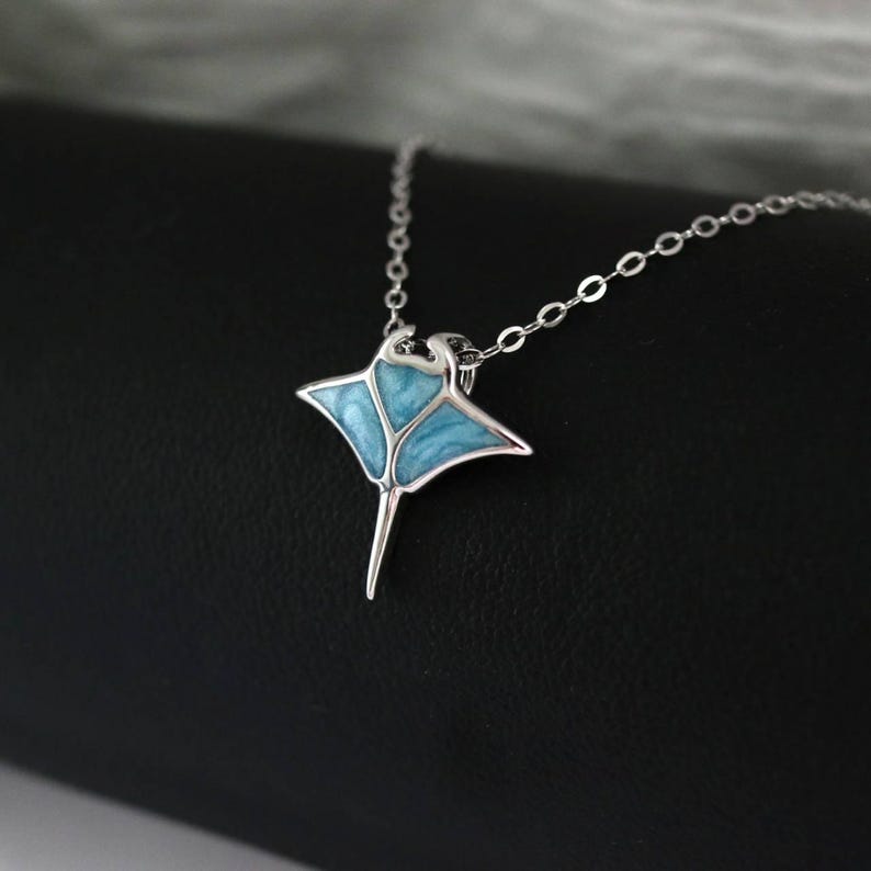 Gold Plated Sterling Silver Manta Ray Necklace, Ocean Animal Pendant ...