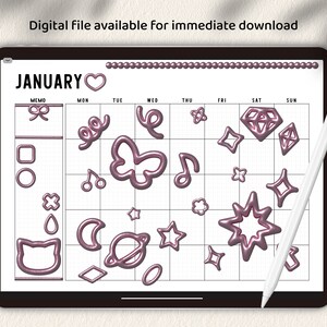 Pink Glitter 3D Digital Sticker, Pre-cut Stickers, Goodnote Planner ...
