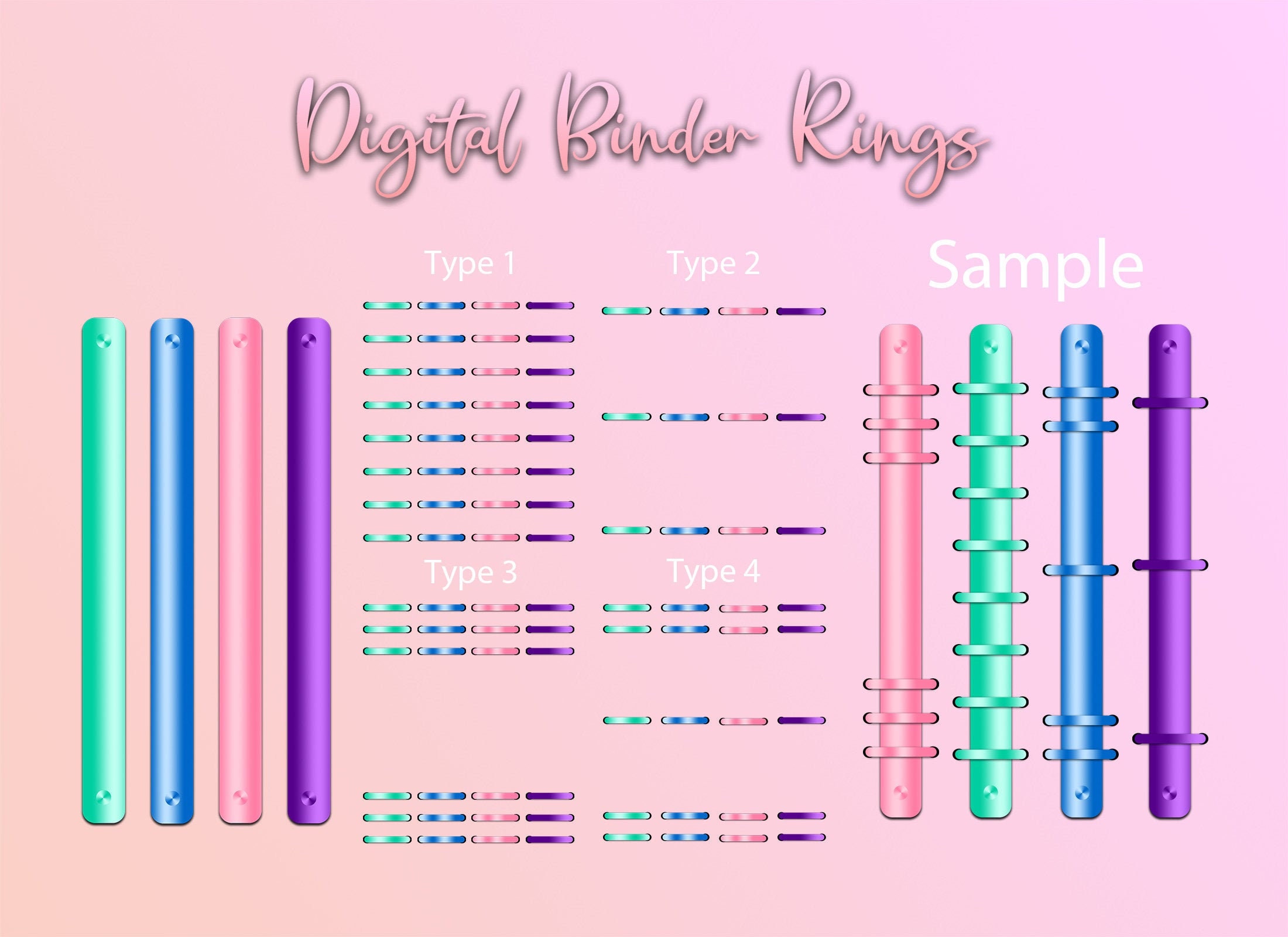 Digital Planner Binder Rings, iPad Planner Ring Stickers, Pre-cropped ...