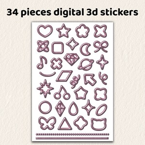Pink Glitter 3D Digital Sticker, Pre-cut Stickers, Goodnote Planner ...