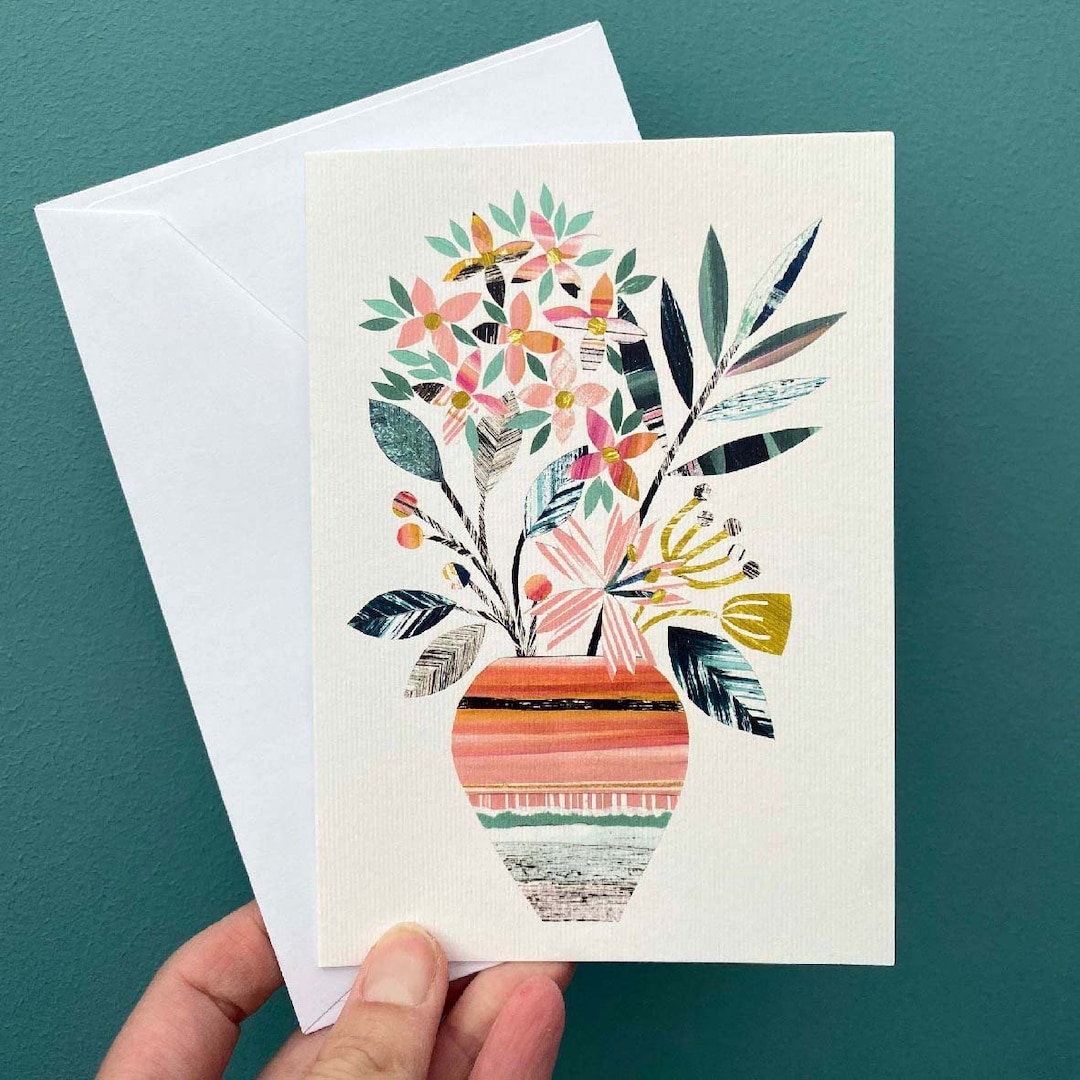 Vase of Flowers Greeting Card / Floral Vase Greeting Cards, Blank Card ...