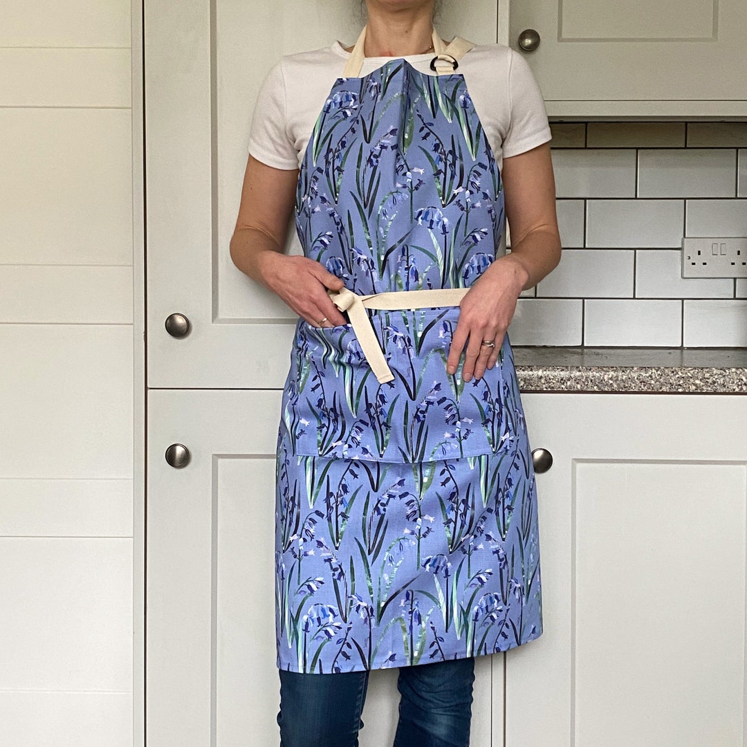 Blue Bluebells Apron / Spring Flowers Apron / Easter Pinny Cotton Apron ...