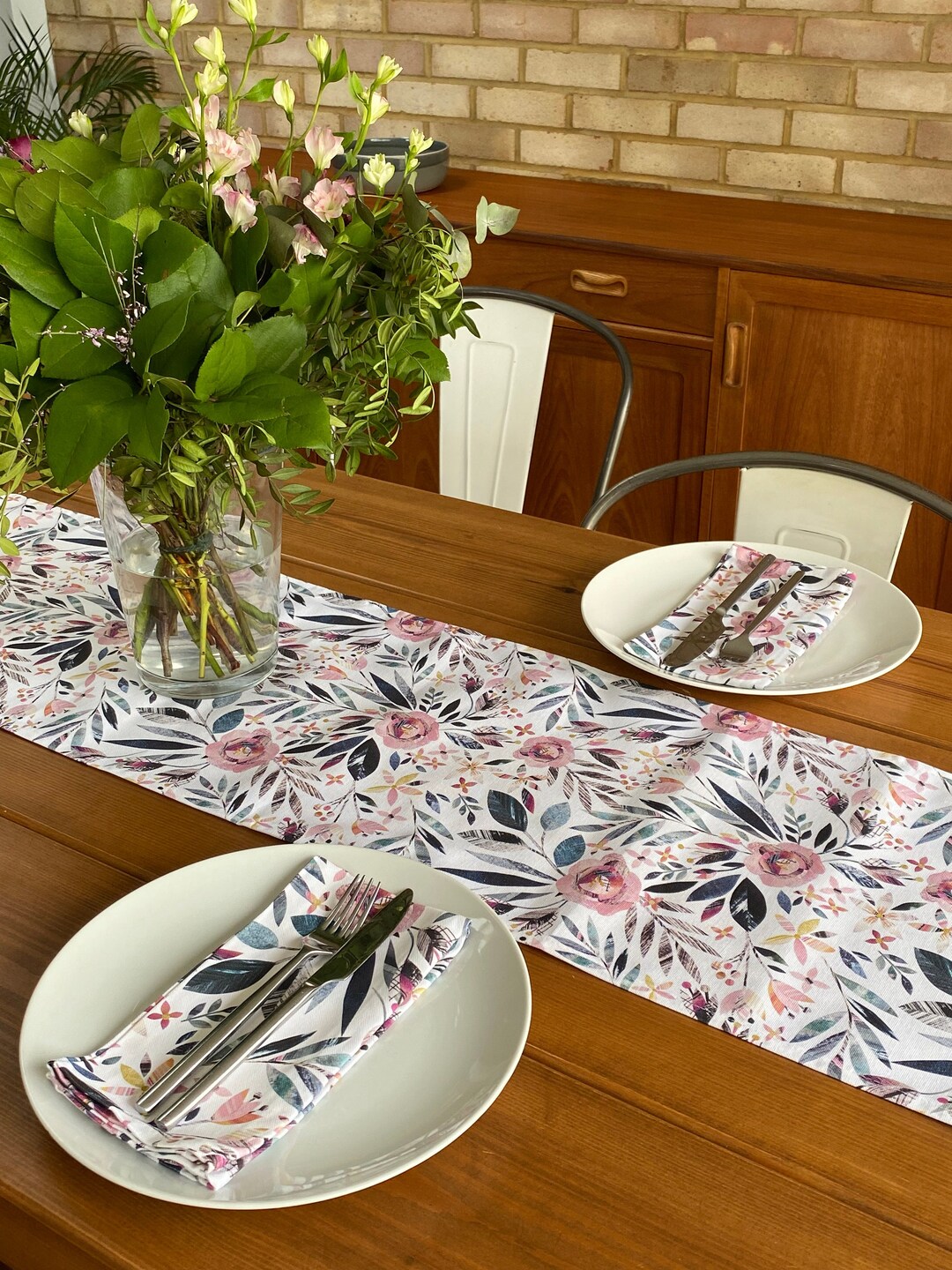 Roses Table Runner and Napkins / Summer Wedding Table Decoration, 192 X ...