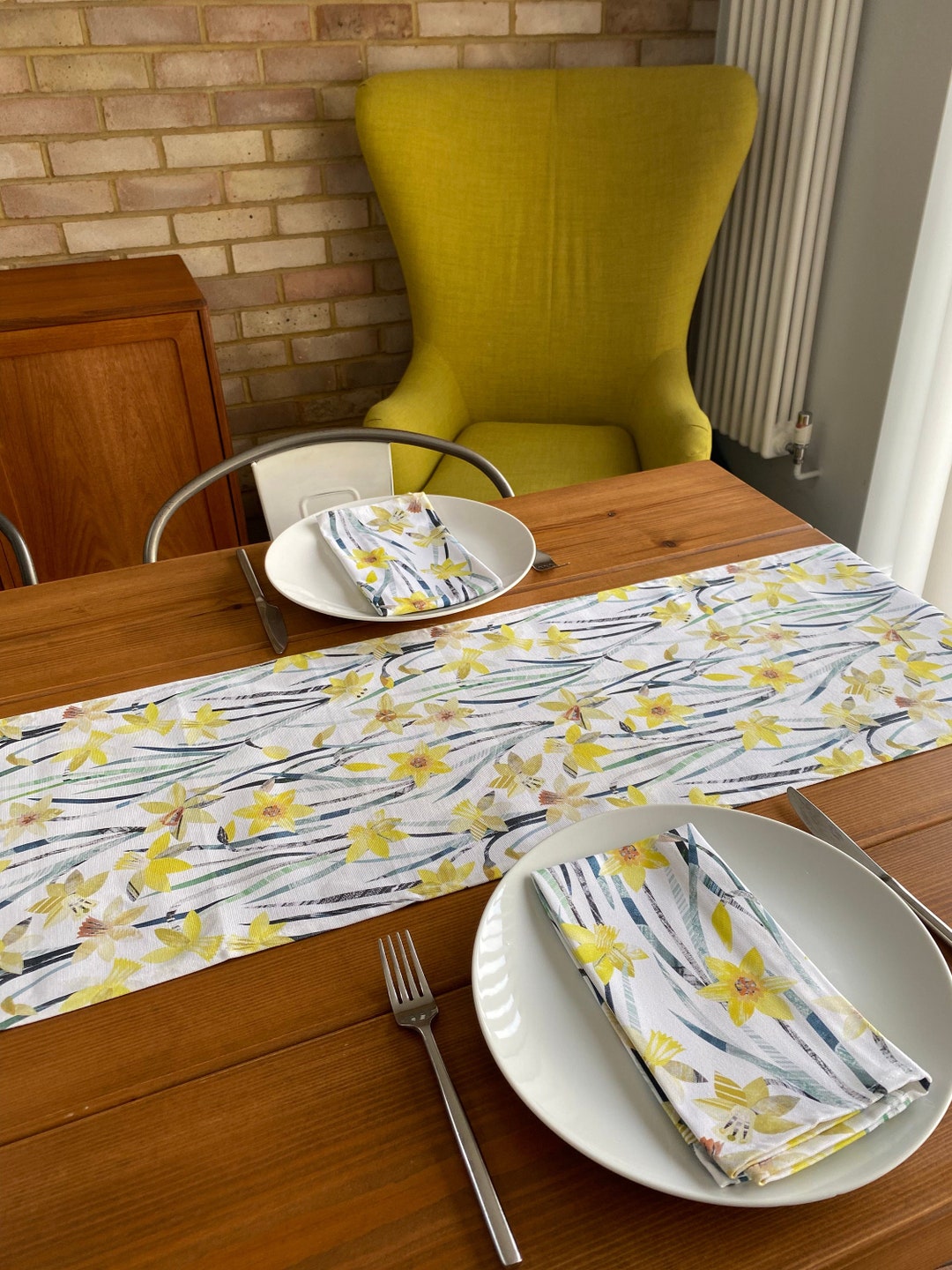 Daffodil Table Runner and Napkins \ Easter Table Decoration, 200 X 34 ...