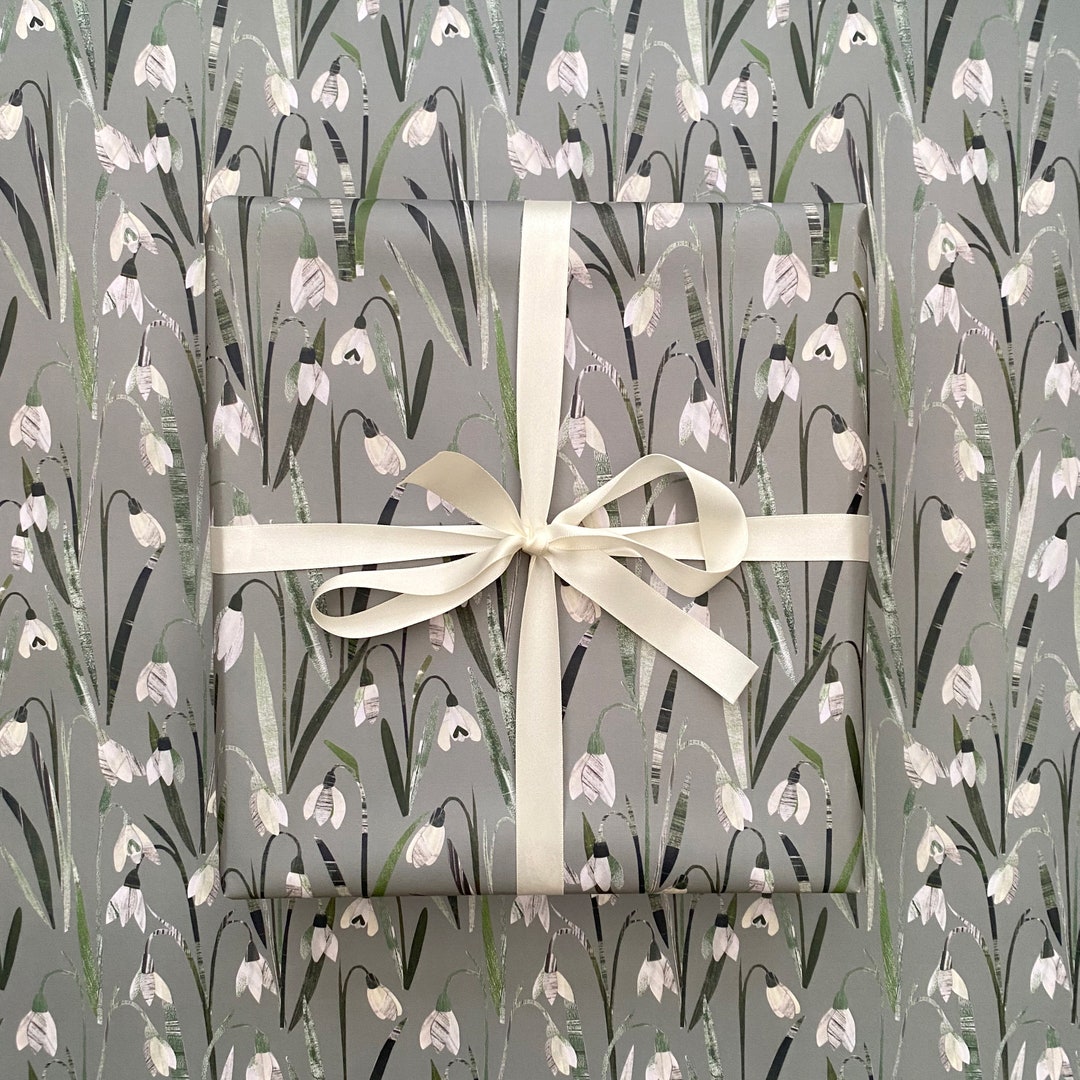 Snowdrop Gift Wrap / Wrapping Paper - Spring Flowers Recyclable ...