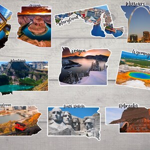 USA State Stickers | 50 States Stickers | 50 USA State Stickers | State ...