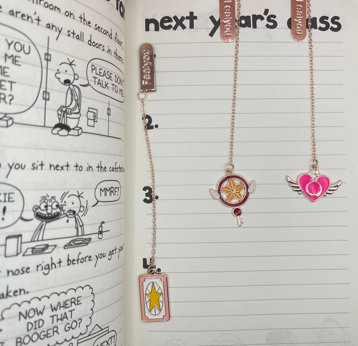 Charm Metal Bookmark With Clip | Cute Style Metal Bookmarks | Chain ...
