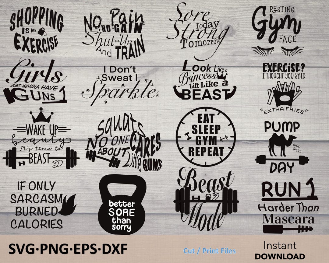 Workout Svg Bundle | Gym Svg | Fitness Svg | Exercise Svg ...