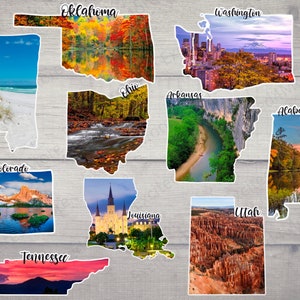 USA State Stickers | 50 States Stickers | 50 USA State Stickers | State ...