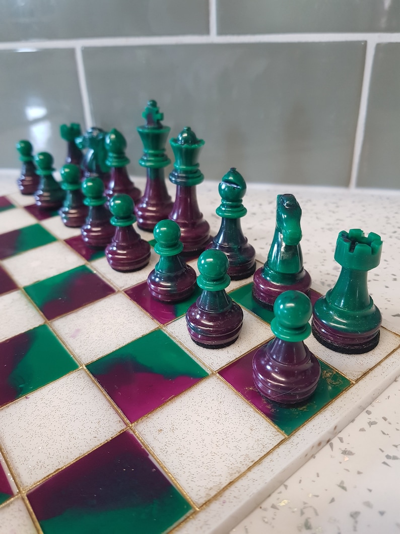 Handmade Resin Chess Set. Custom Color & Glitter Made to Order - Etsy