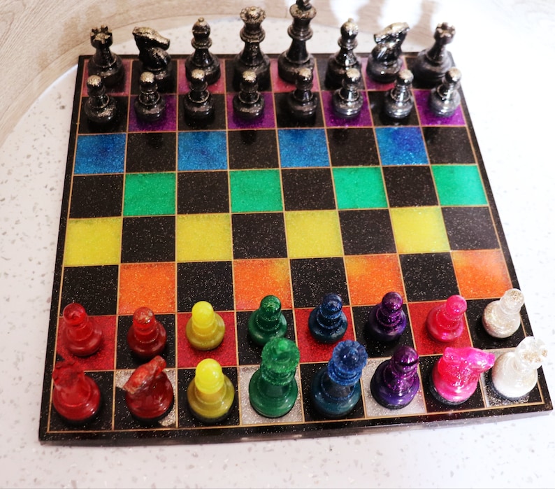 Chess Set, Handmade in Resin - Choose Your Own Colours, and Add Glitter ...