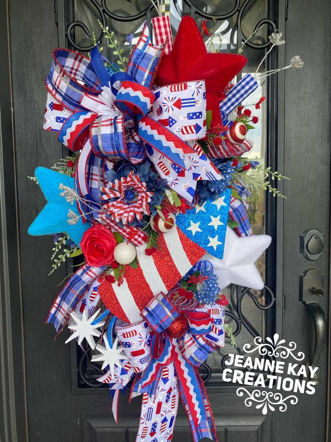 Red White & Blue Sway, Fourth of July Swag, Star Swag, Fireworks Swag ...