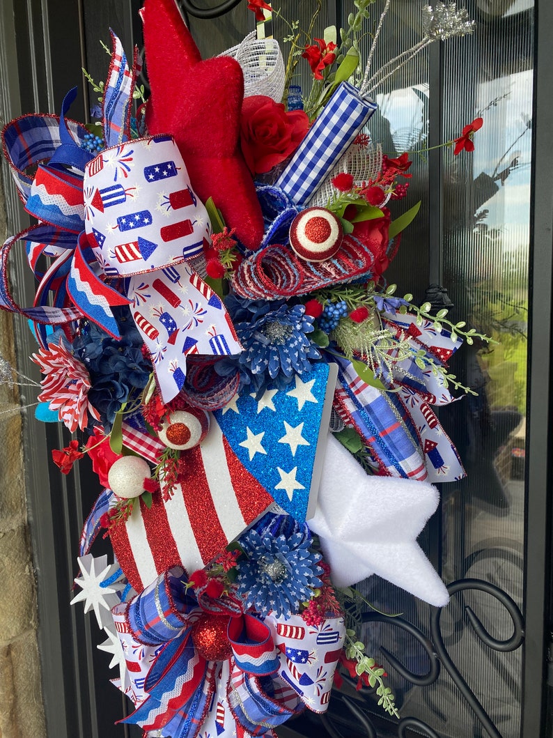 Red White & Blue Sway, Fourth of July Swag, Star Swag, Fireworks Swag ...
