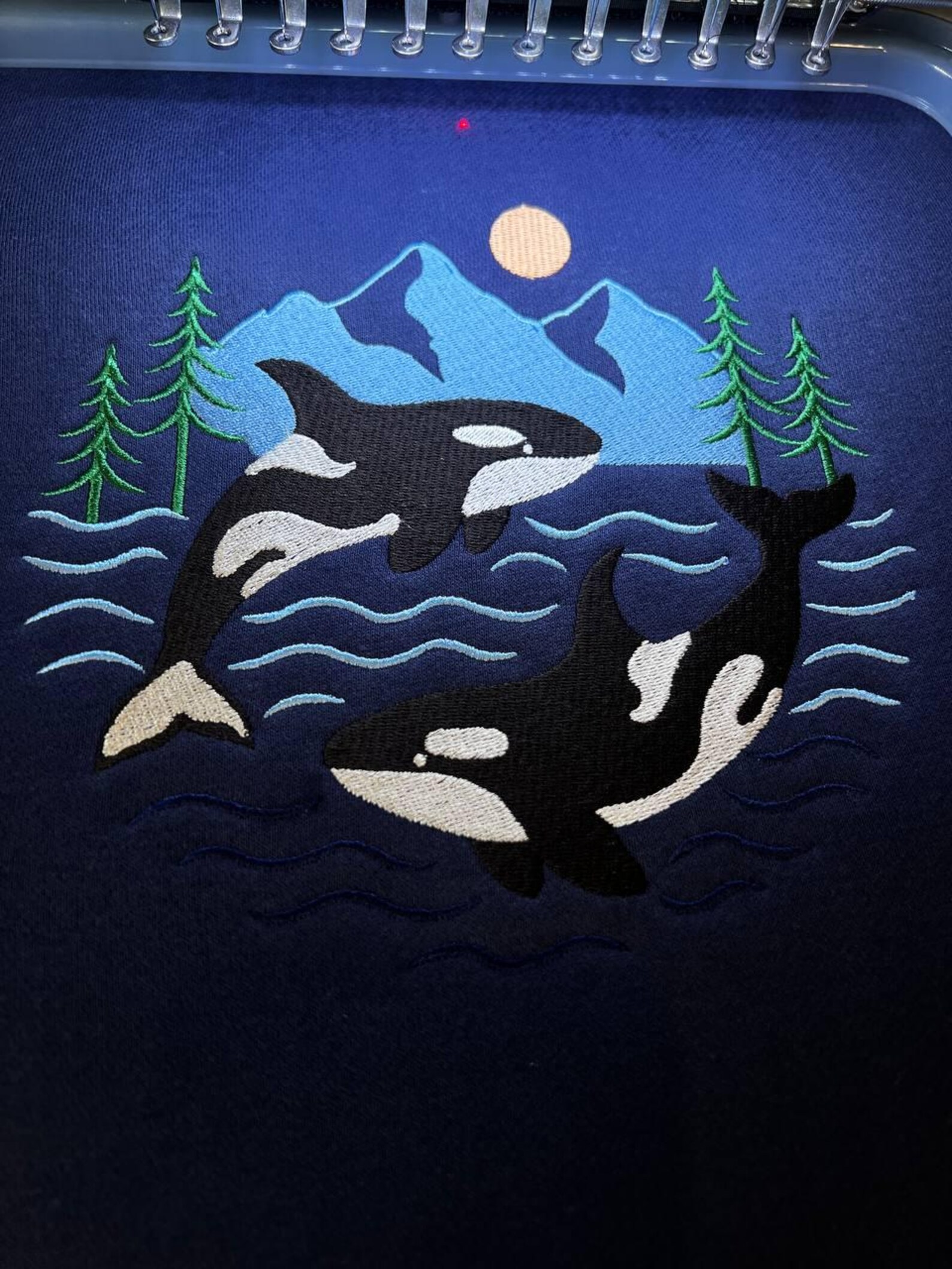 Two Orcas Embroidered Sweatshirt, Killer Whale Marine Lover Jumper ...