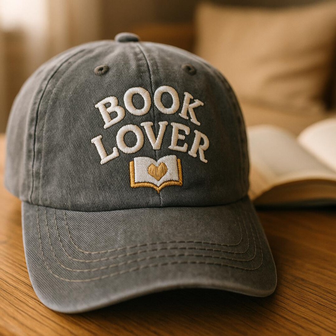 Book Lover Embroidered Cap, Open Book Icon Hat, Librarian Gift ...