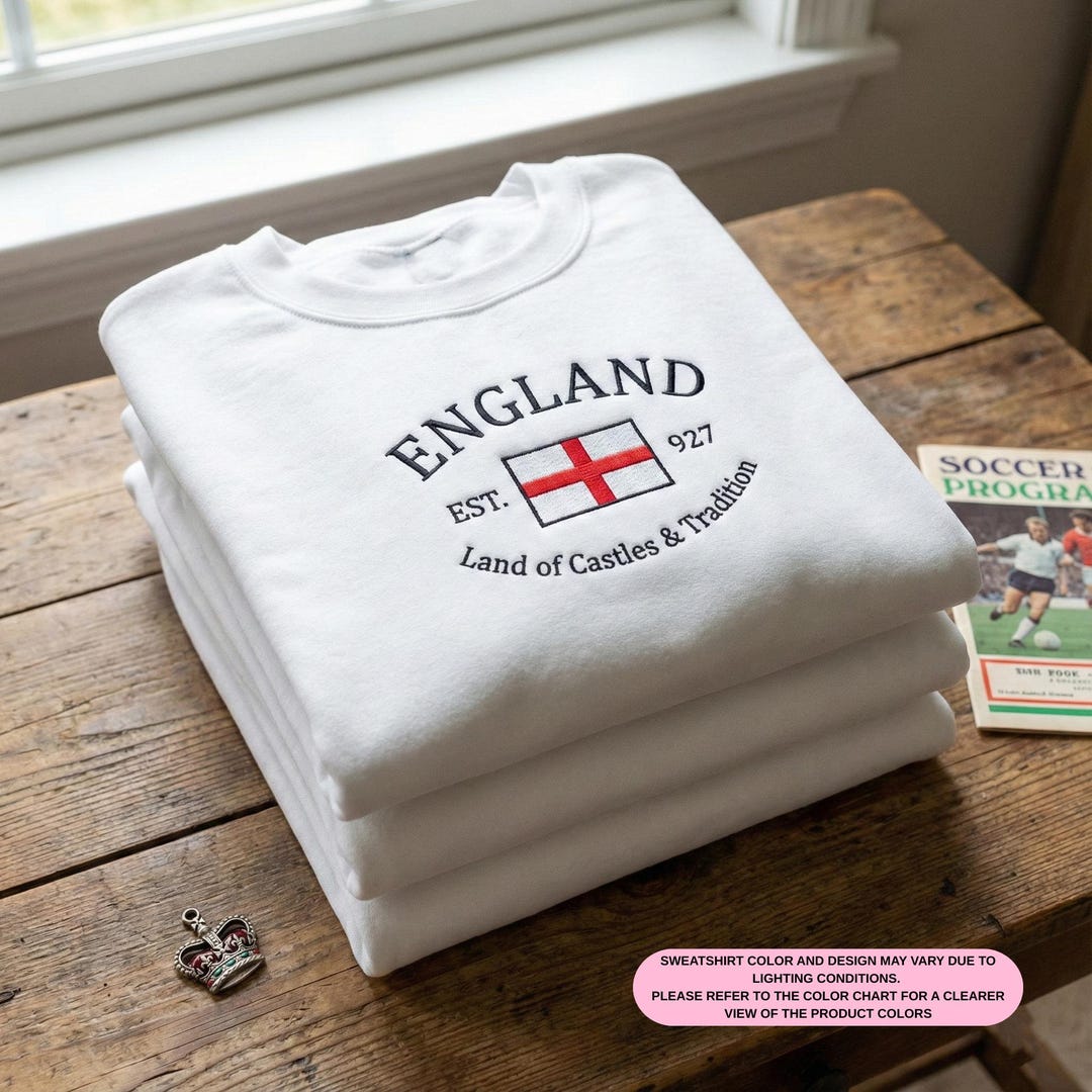 Embroidered England Flag Sweatshirt, St George Cross Hoodie, British ...