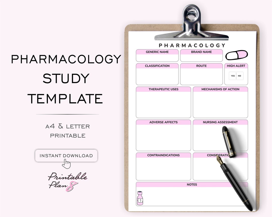 Pharmacology Study Template, Nursing Student, Nursing School Study ...