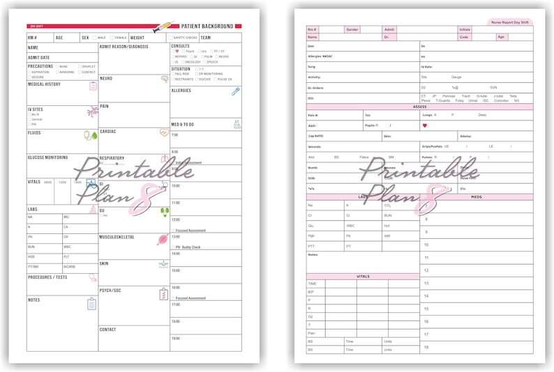 Single Patient Nurse Report Sheet BUNDLE Nurse Brain Patient - Etsy