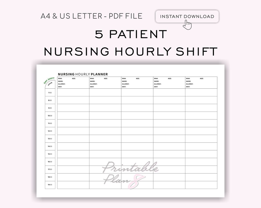 Nurse Hourly Shift Schedule, 5 Patient Medication, Nursing Shift ...