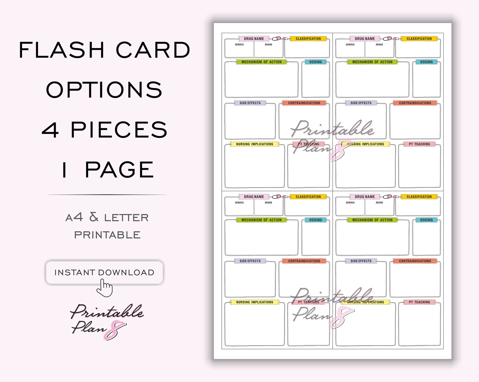 Pharmacology Drug Flashcards Template, Note Cards Template, Nursing ...