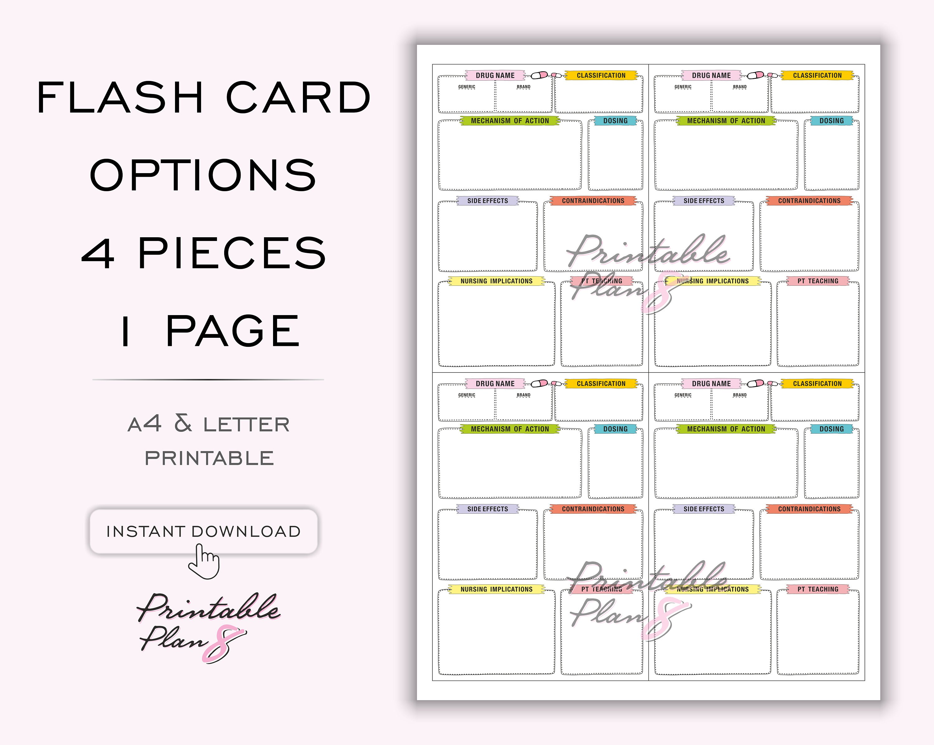 Pharmacology Drug Flashcards Template, Note Cards Template, Nursing ...