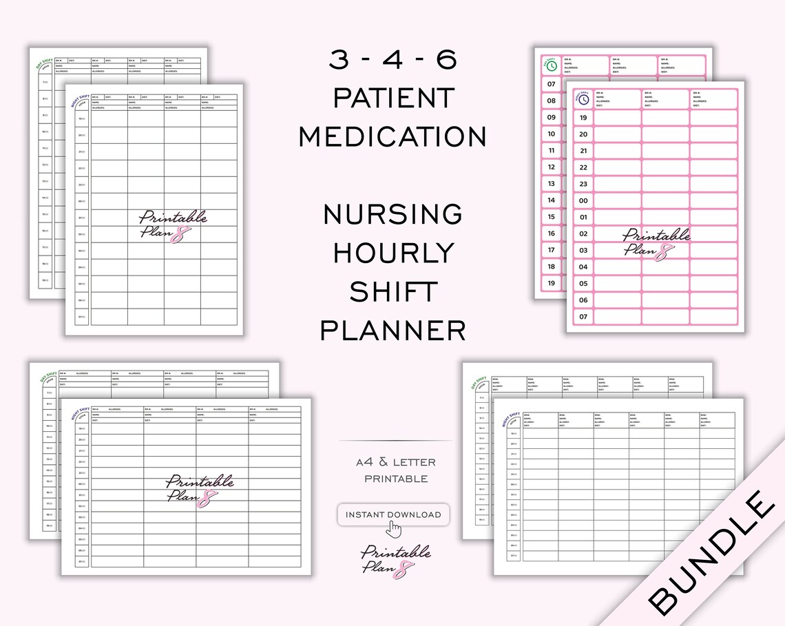 Nursing Shift Planner BUNDLE Multi Patient Medication Nurse - Etsy