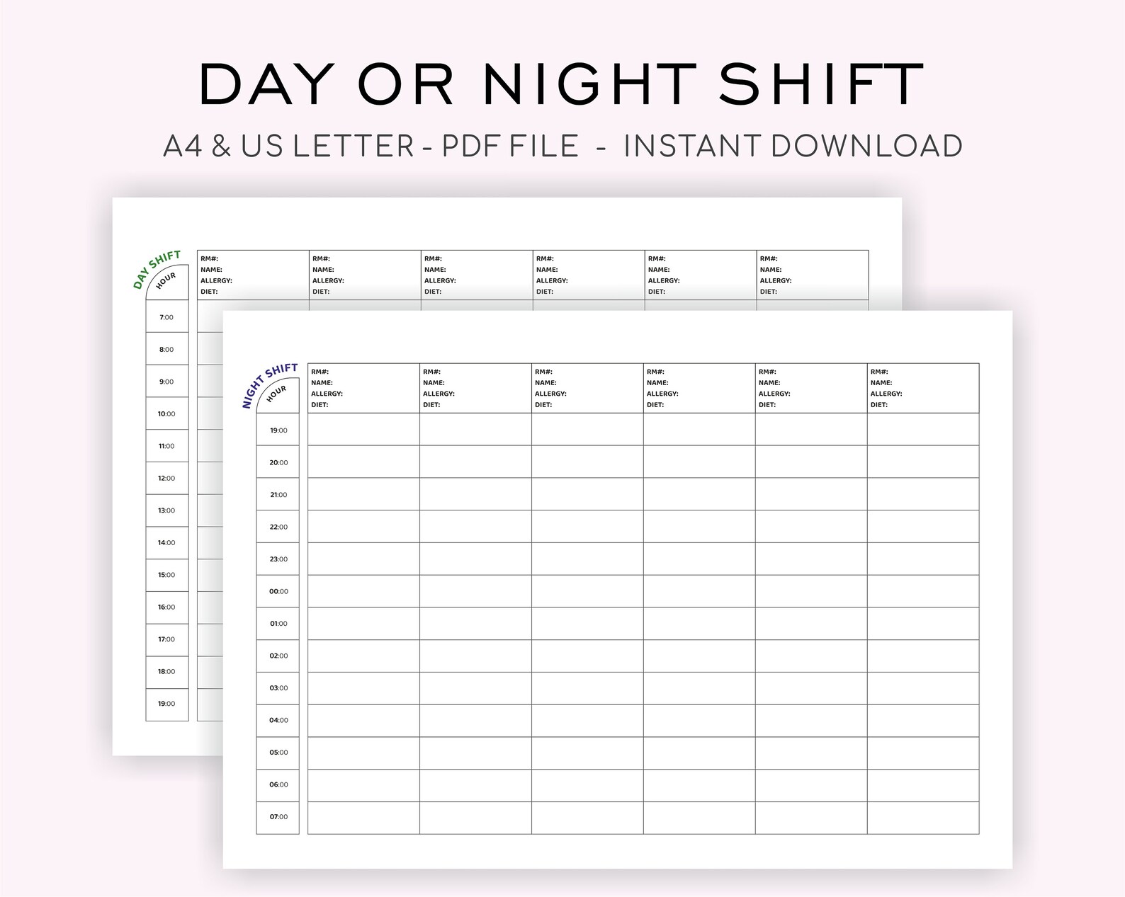 Nurse Shift Planner: 6 Patient Medication Schedule (printable Template ...