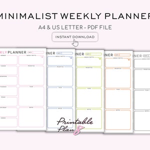 Simple Weekly Planner, Business Organizer, Weekly Schedule, Printable ...