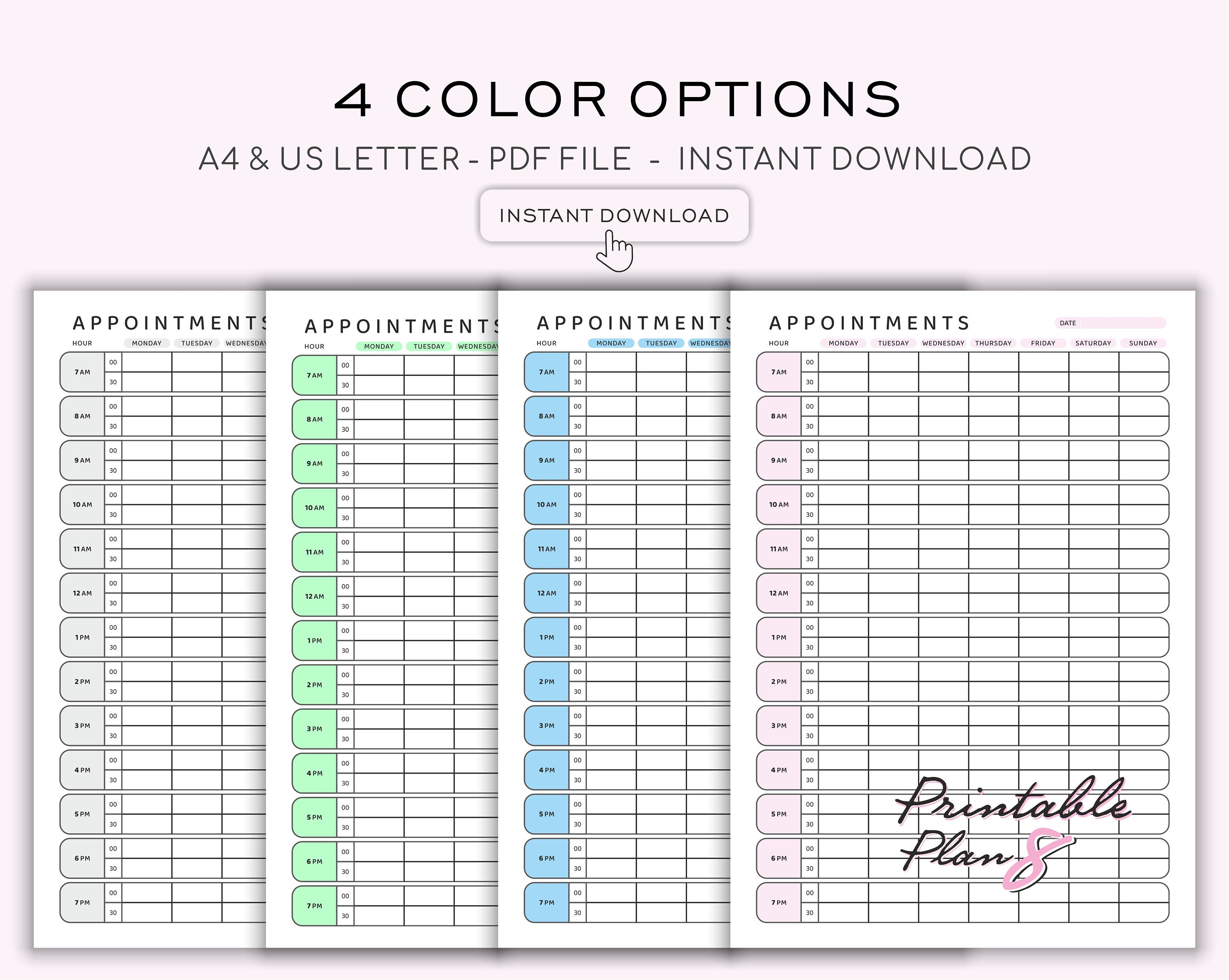 Printable Appointment Book Template, Weekly Appointments, Appointment ...