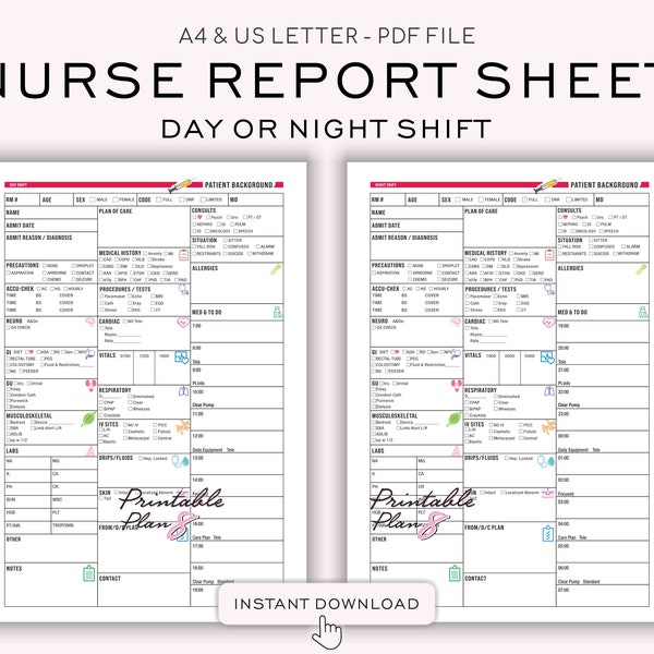 Nurse Report Sheet - Etsy