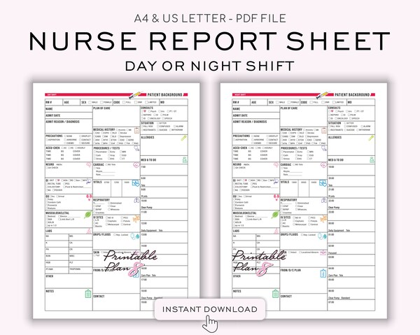 NIGHT SHIFT Med Surg Report Sheet W/ Lab Chart - Etsy Canada