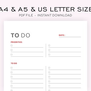 Minimalist to Do List Template, to Do List Printable Modern Minimalism ...