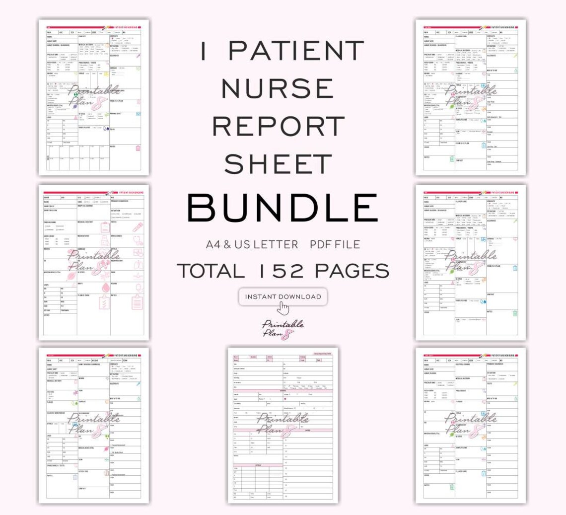 Single Patient Nurse Report Sheet BUNDLE Nurse Brain Patient - Etsy
