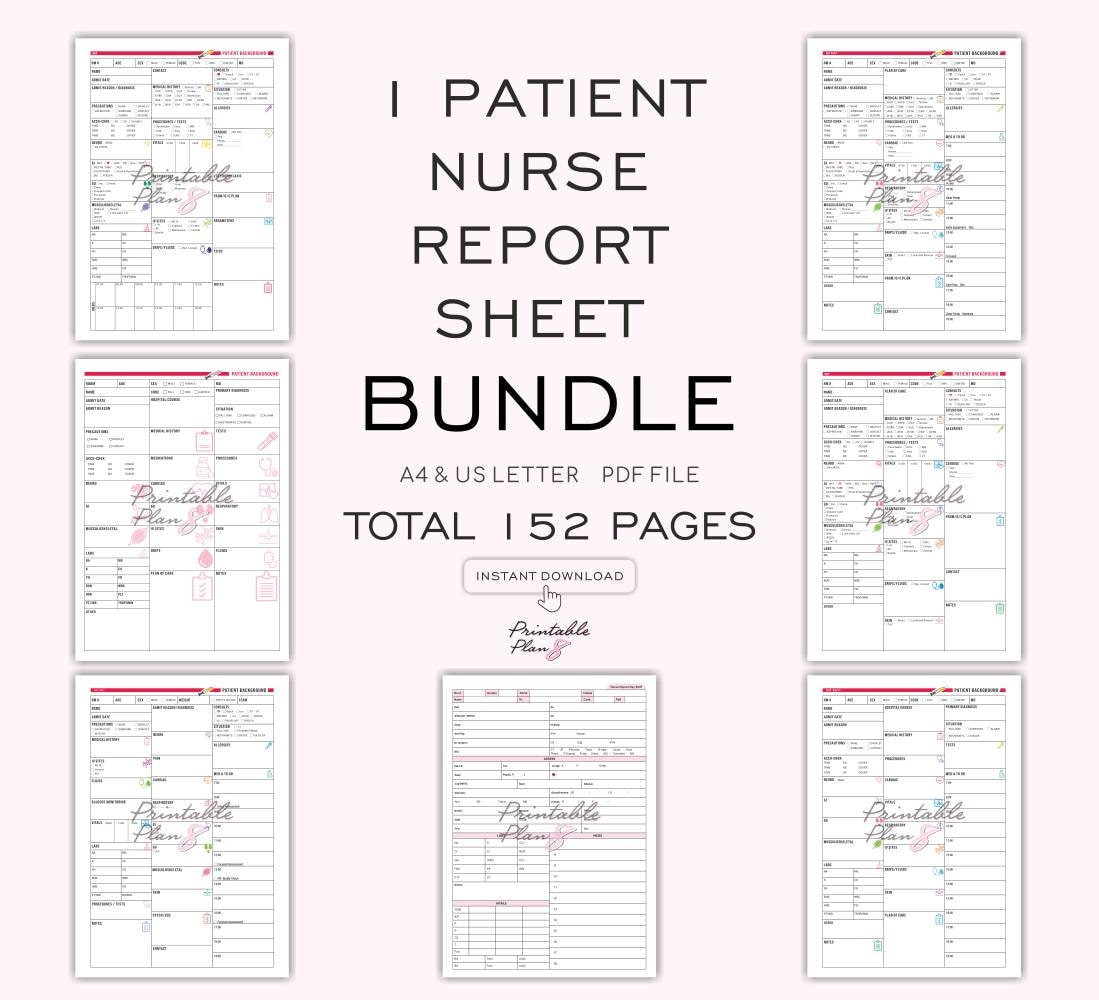 Single Patient Nurse Report Sheet BUNDLE Nurse Brain Patient - Etsy