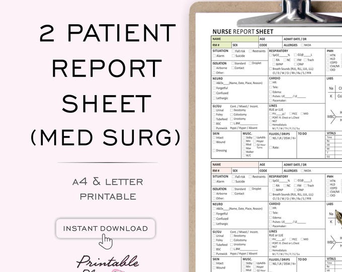 Nurse Report Sheet Version 2 - Etsy Canada