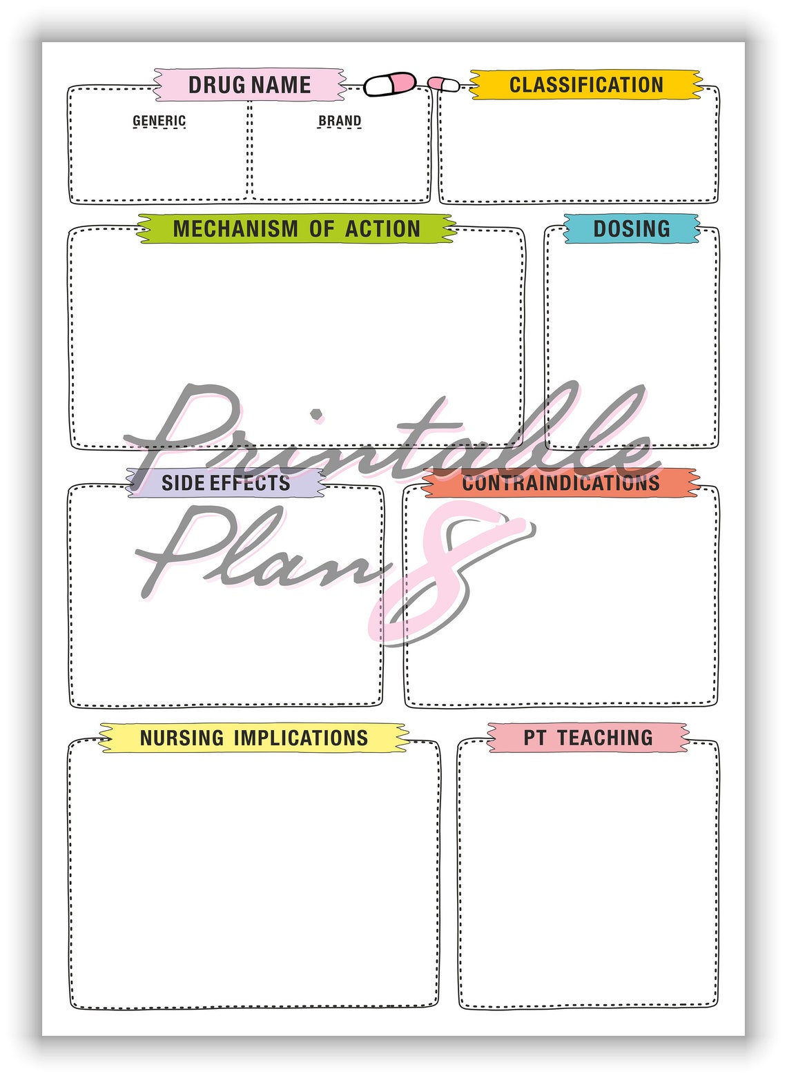 Pharmacology Drug Flashcards Template, Note Cards Template, Nursing ...