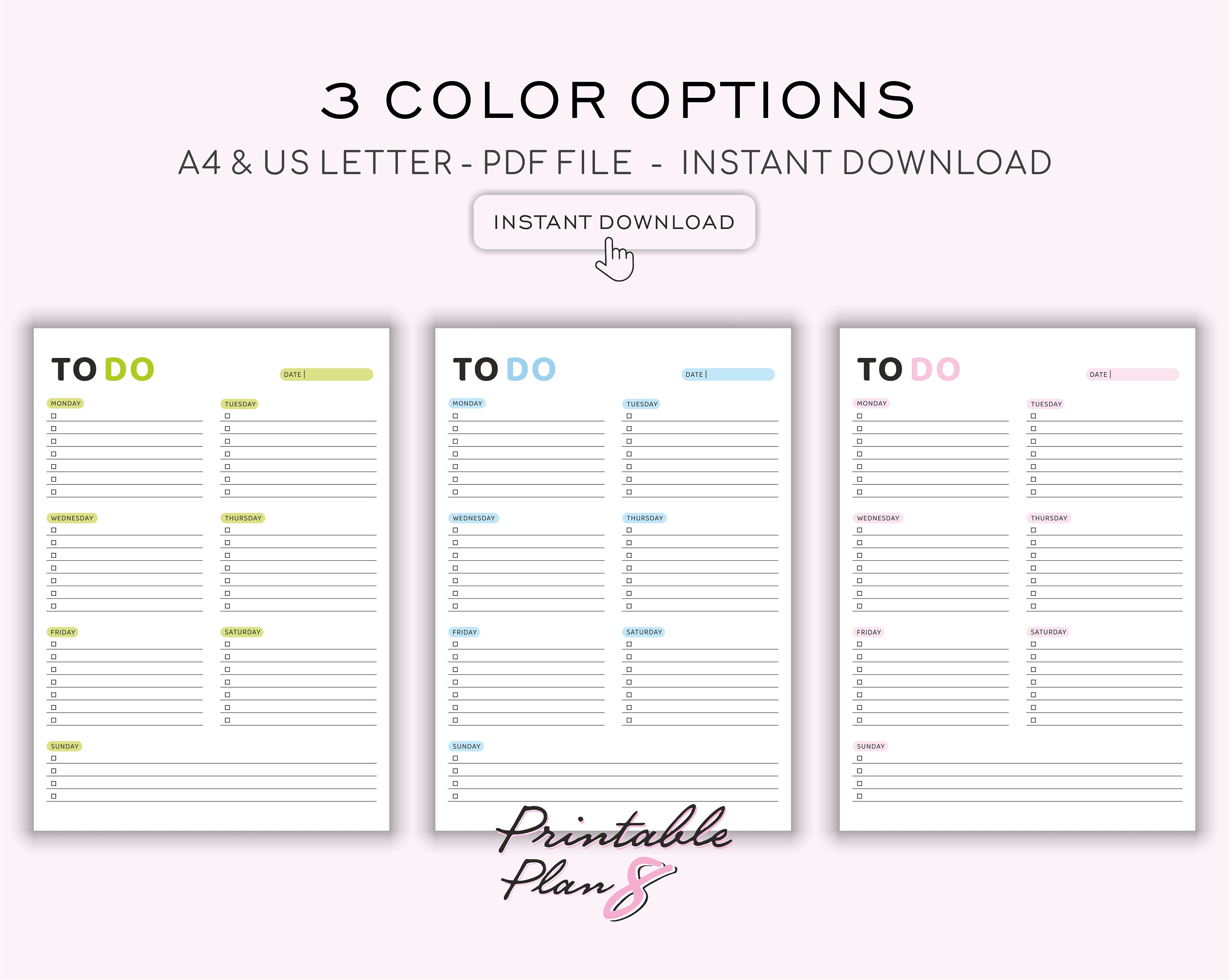 Weekly to Template Minimalist Schedule Week at a Glance - Etsy