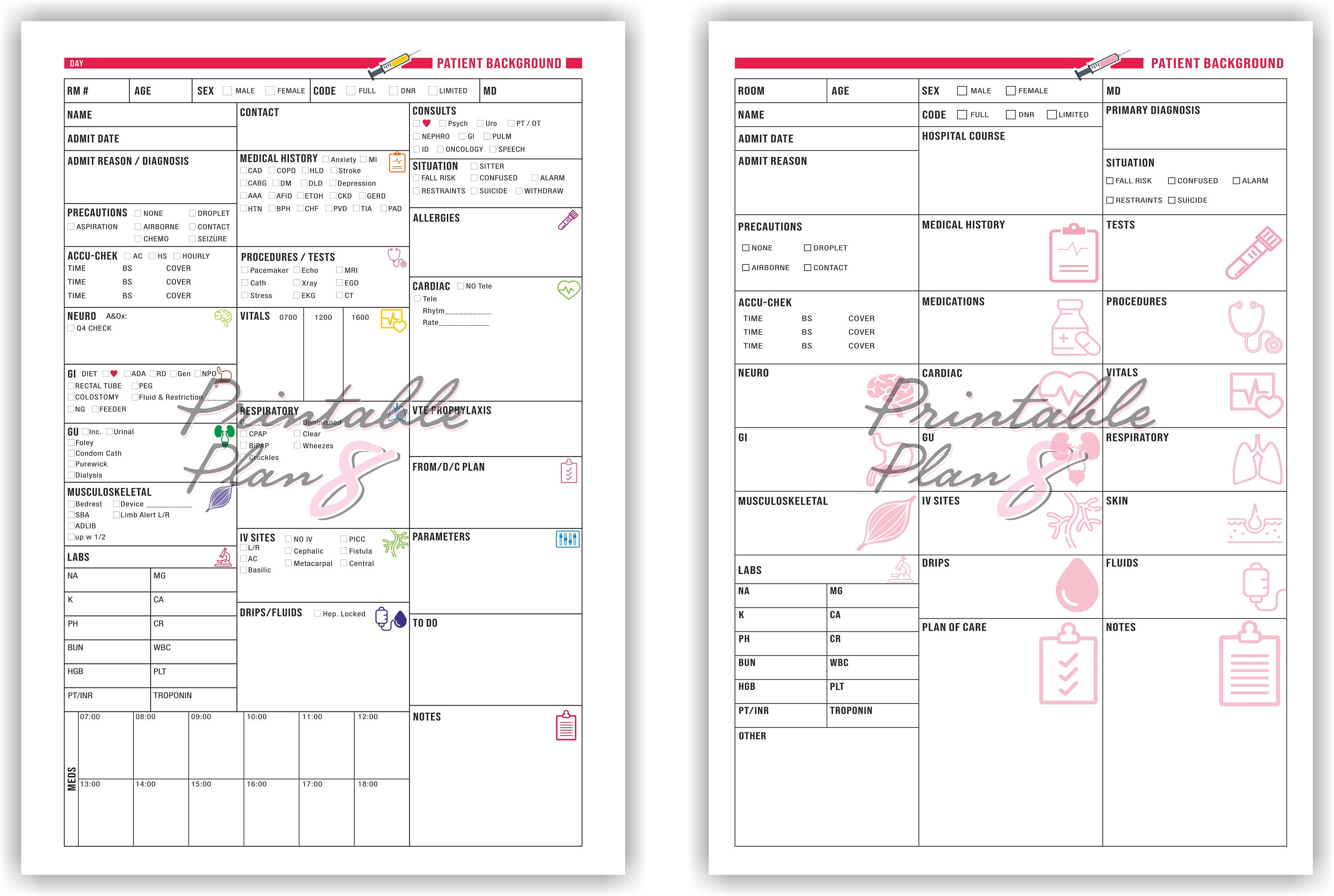 Single Patient Nurse Report Sheet BUNDLE Nurse Brain Patient - Etsy