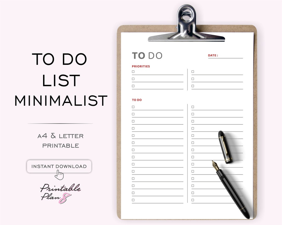 Minimalist to Do List Template, to Do List Printable Modern Minimalism ...