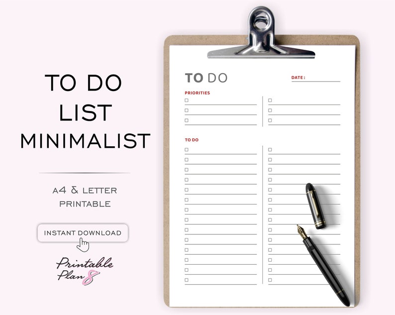 Minimalist to Do List Template, to Do List Printable Modern Minimalism ...