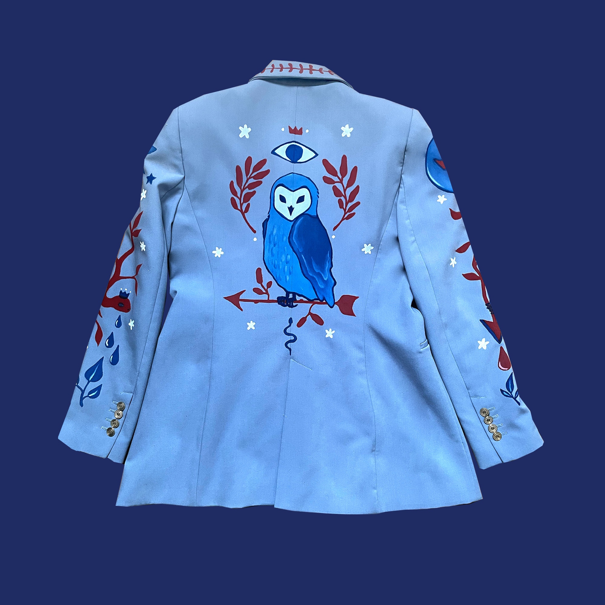 Blue Hand-painted Blazer athena - Etsy