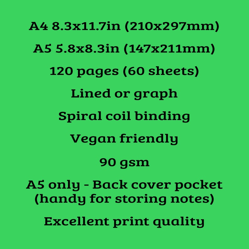 Personalized A4/A5 Spiral Notebook 120 Pages – Lined or Dot Grid ...